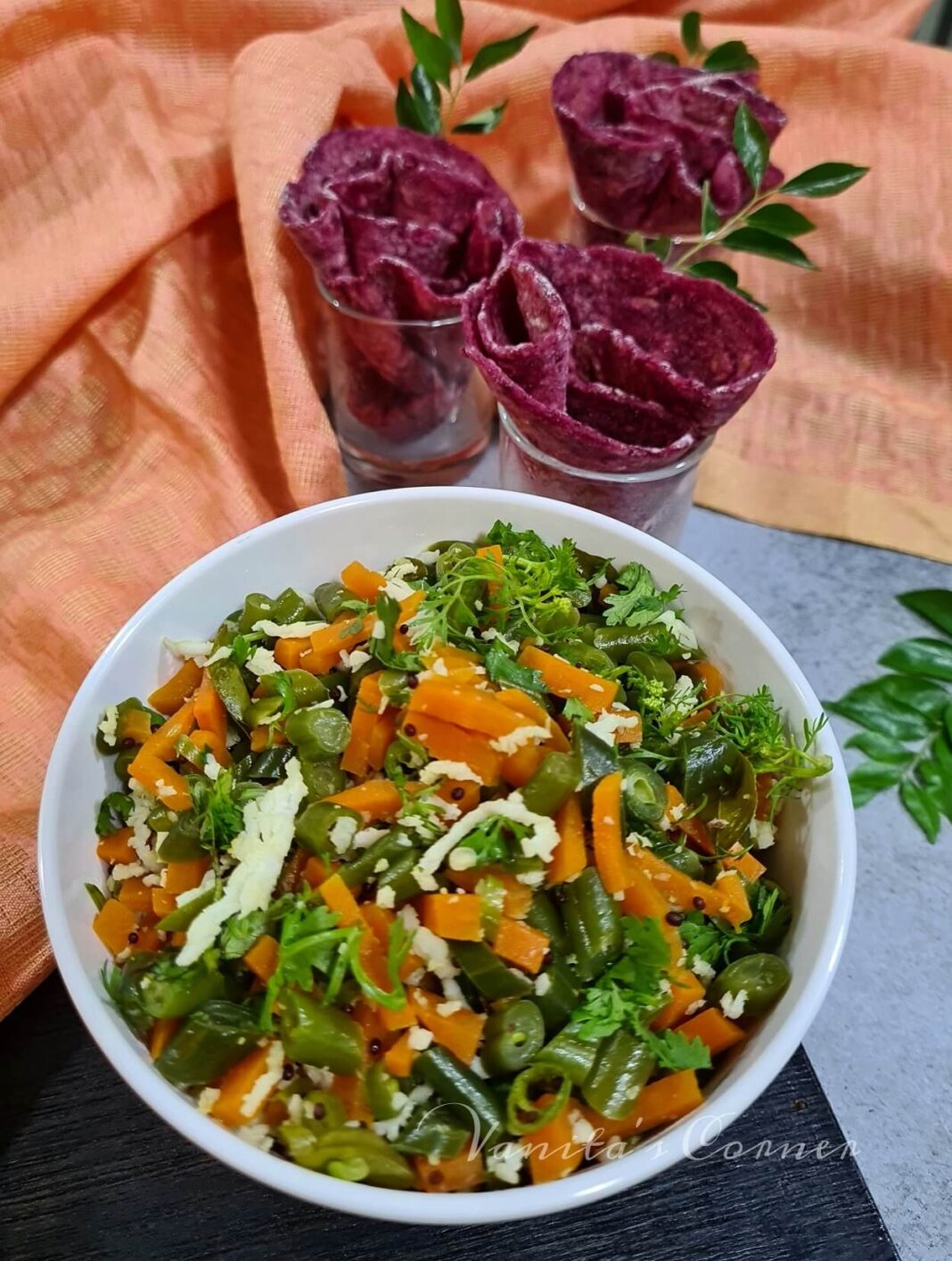 Carrot-French beans Sabzi | Zero Oil Carrot French beans Sabzi - Vanita ...