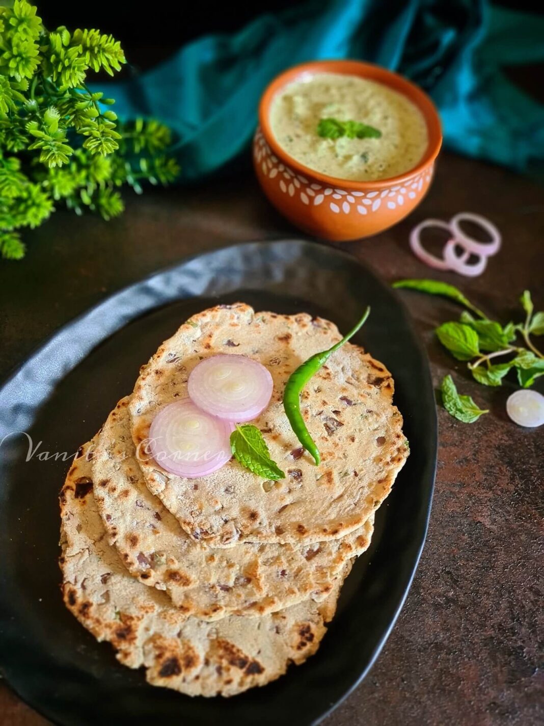 Jowar Onion Roti and Vegan Cucumber Raita - Vanita's Corner