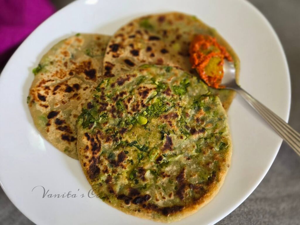 Stuffed Matar Parathas | Fresh Peas Parathas - Vanita's Corner
